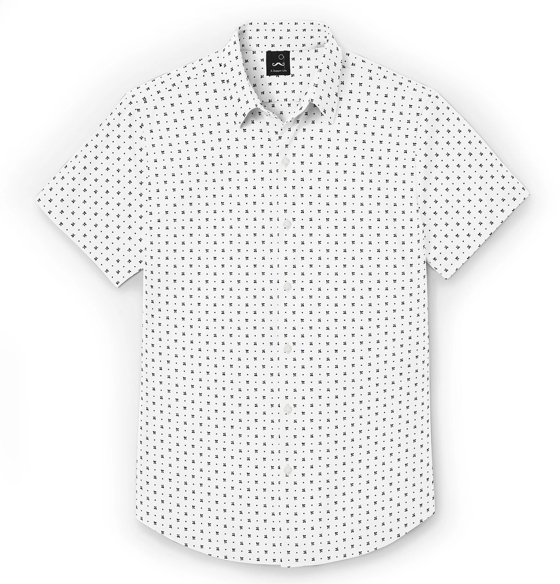 Airthreads Men's Shirt, Pure Cotton, Short Sleeve, Dot Sprig, Tailored Fit