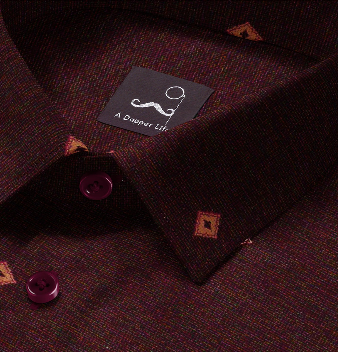 Airthreads Men's Shirt, Pure Cotton, Long Sleeve, Maroon Diamond ...