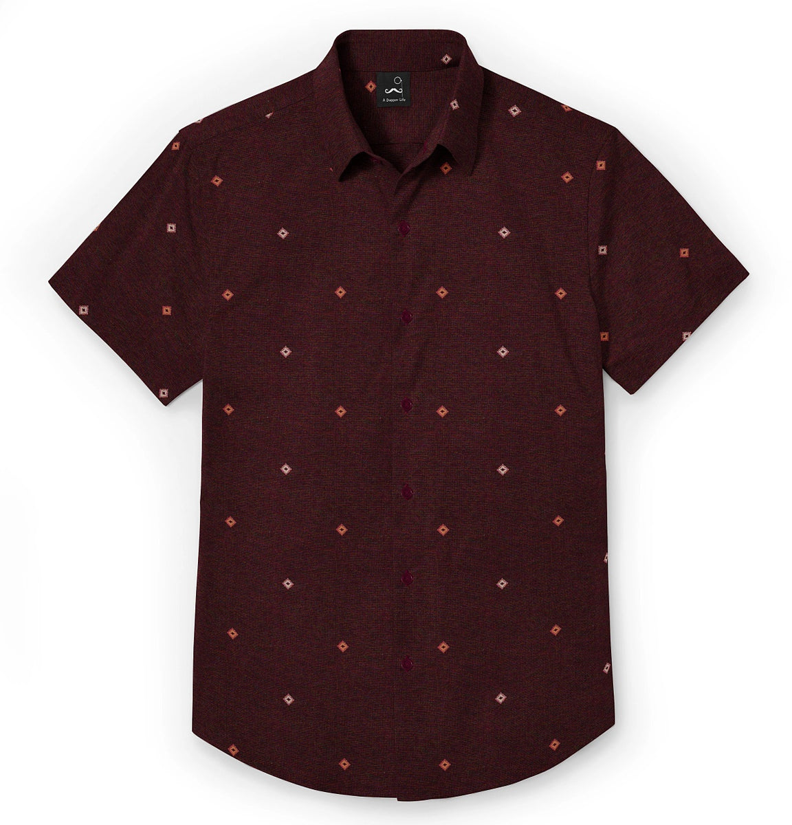 Airthreads Men's Shirt, Pure Cotton, Short Sleeve, Maroon Diamond ...