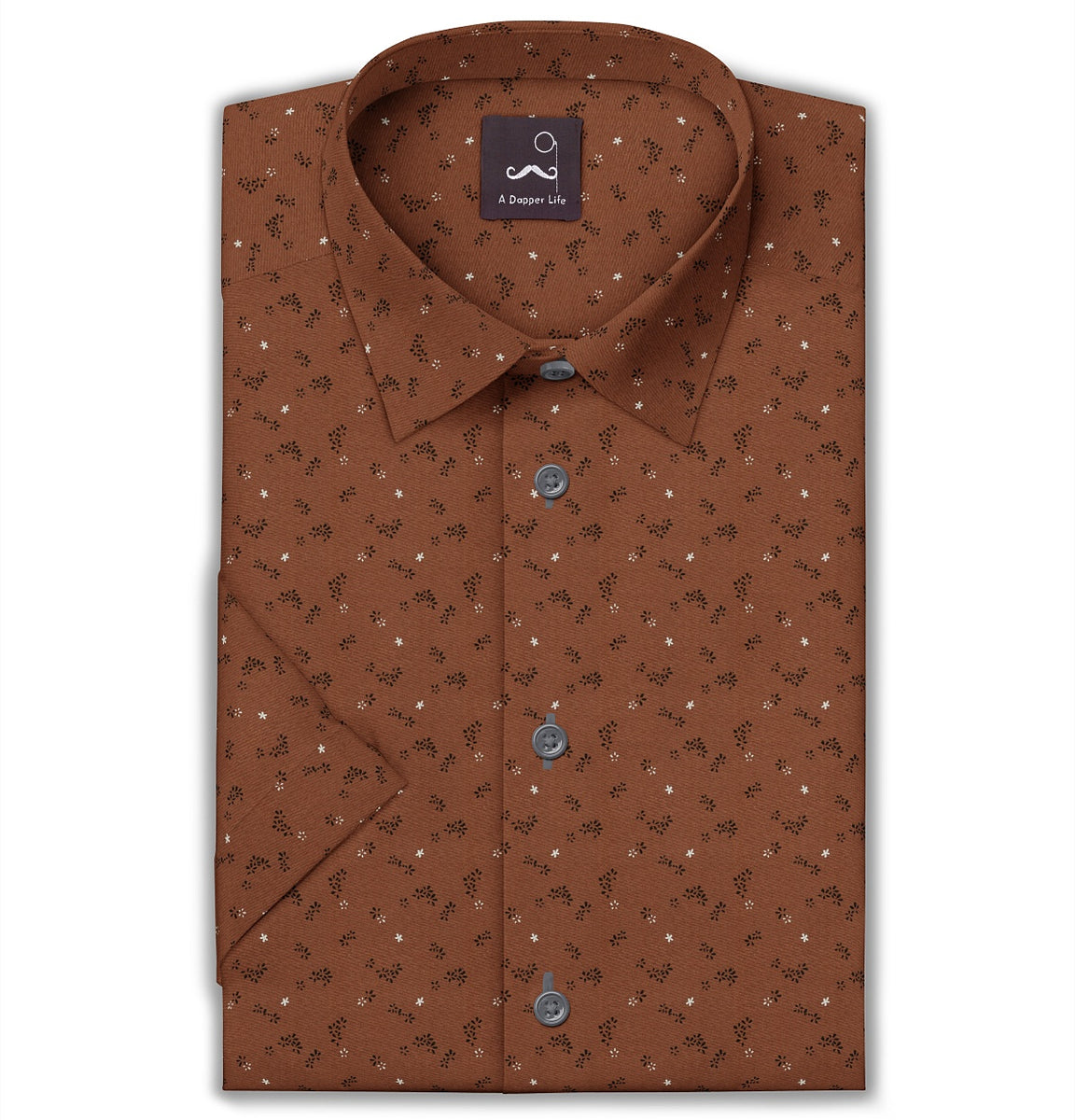 Airthreads Men's Shirt, Pure Cotton, Short Sleeve, Brick Floral ...