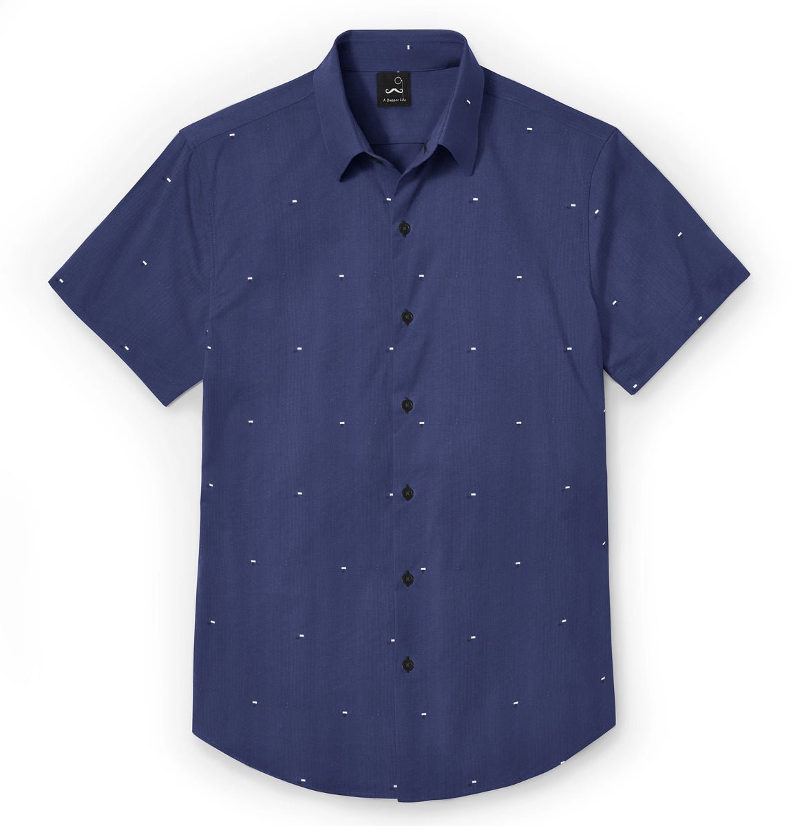 Airthreads Men's Shirt, Short Sleeve, Soft Brushed Poplin, Navy with ...