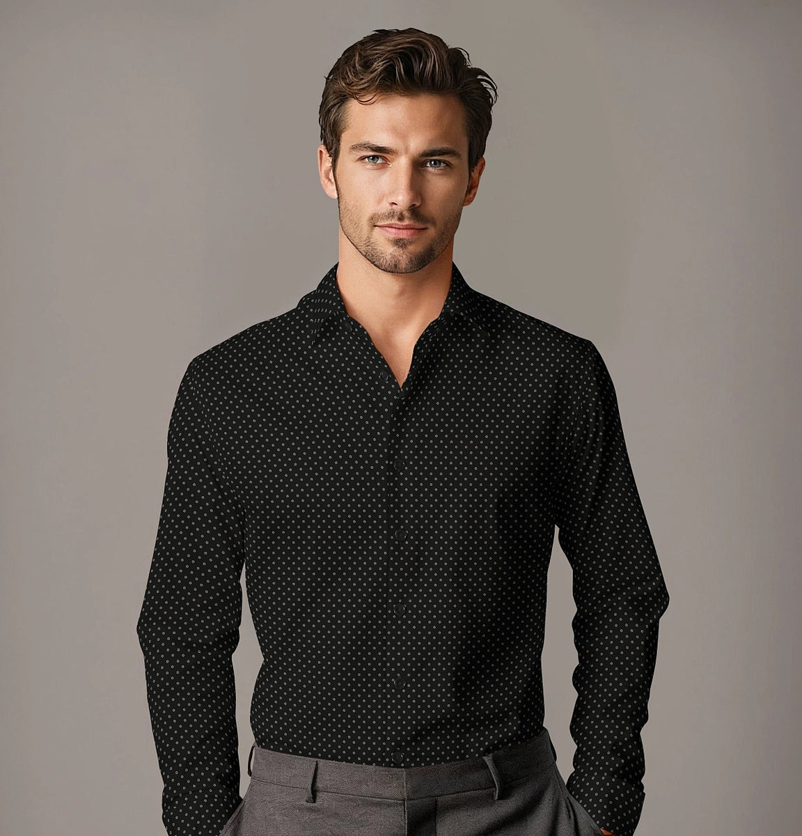 Airthreads Men's Shirt, Pure Cotton, Long Sleeve, Midnight Petal Drifts ...