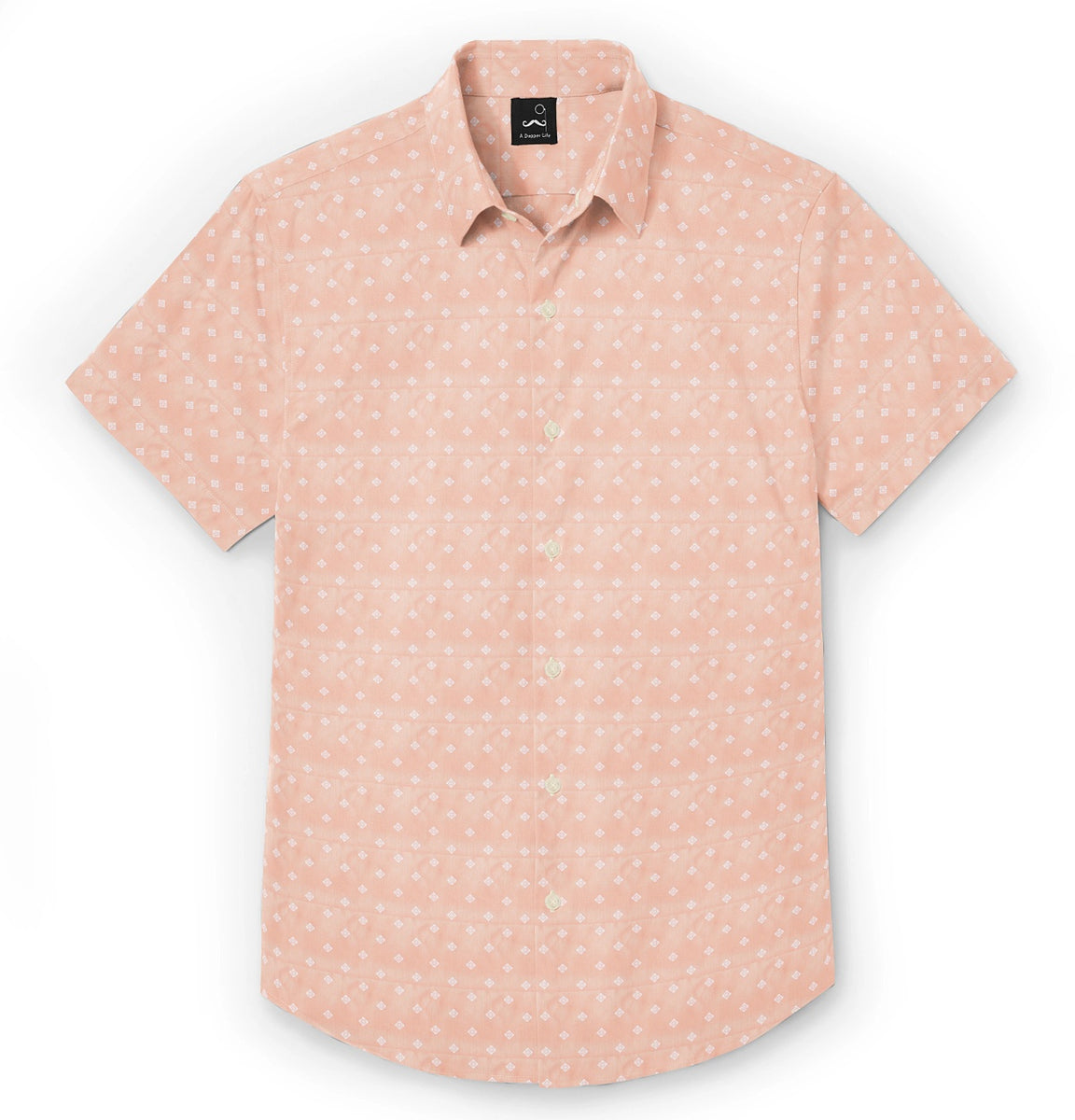 Airthreads Men's Shirt, Pure Cotton, Short Sleeve, Spring Peach Diamond ...