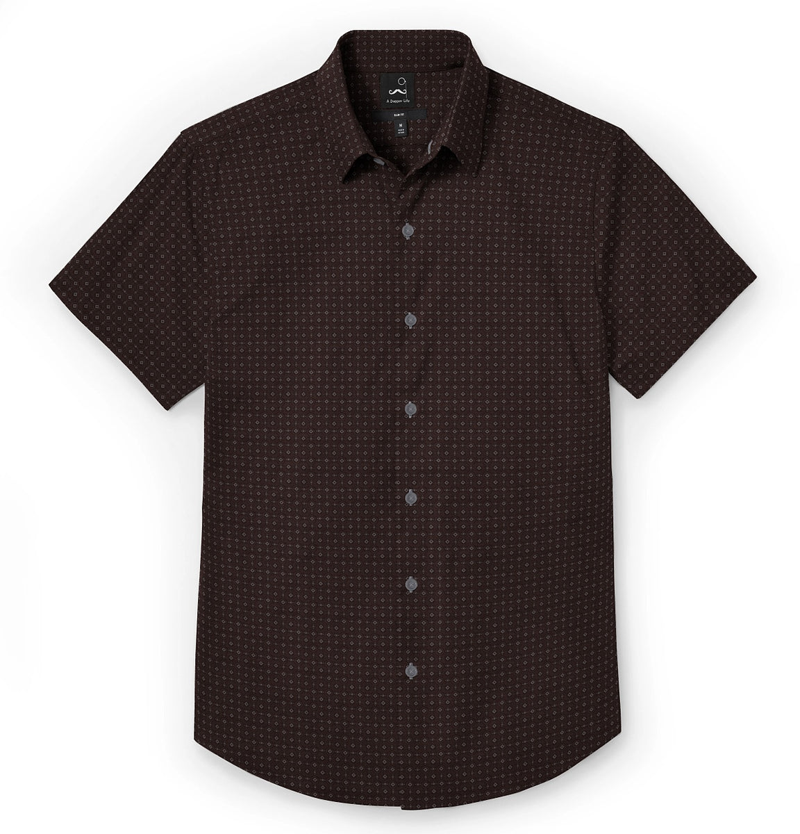 Airthreads Men's Shirt, Pure Cotton, Short Sleeve, Chocolate Diamond ...