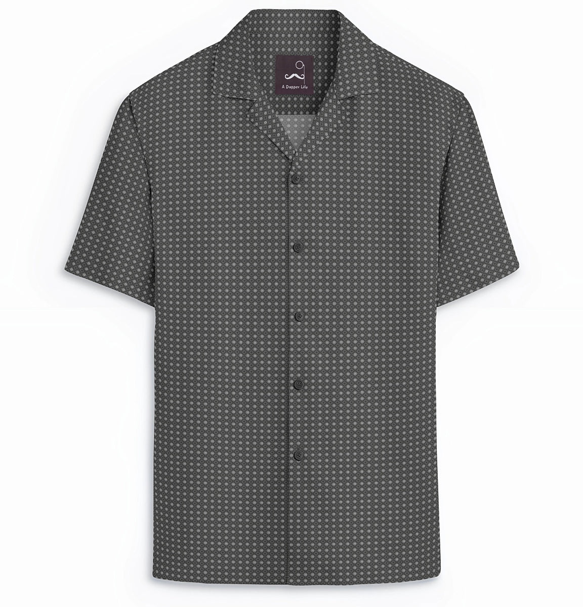 Airthreads Men's Shirt, Pure Cotton, Camp Collar, Graphite Diamond Grid ...