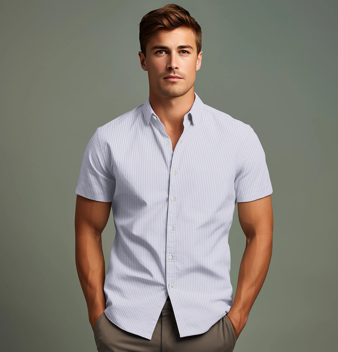 Airthreads Men's Shirt, Luxury Wrinkle-Resistant, Short Sleeve ...