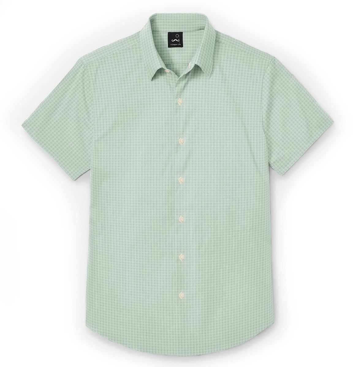 Airthreads Men's Shirt, Pure Cotton, Short Sleeve, Mint Houndstooth ...