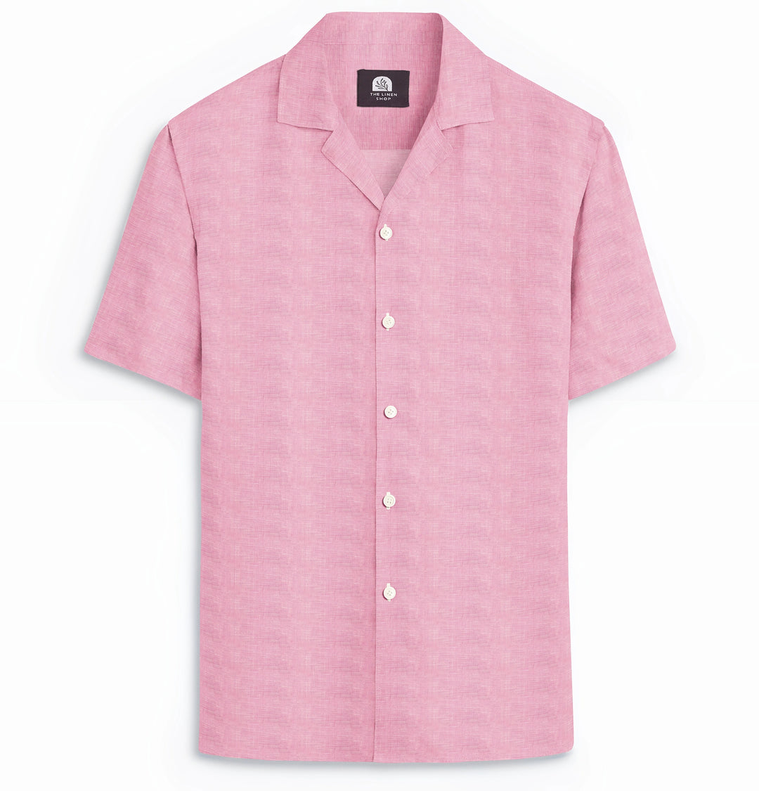 Airthreads Men's Shirt, Linen, Camp Collar, Pink, Tailored Fit