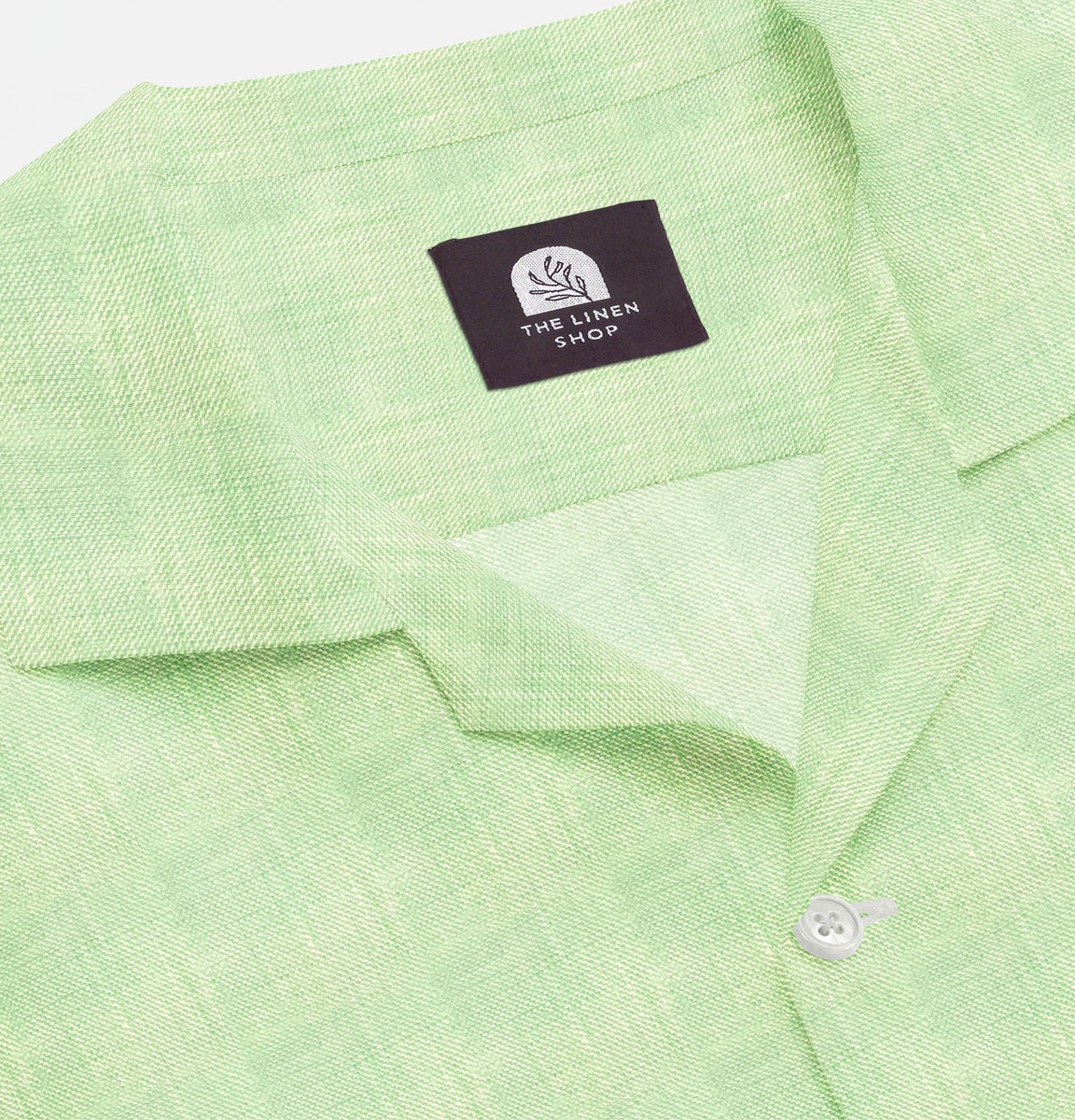Airthreads Men's Shirt, Linen, Camp Collar, Mint Green, Tailored Fit