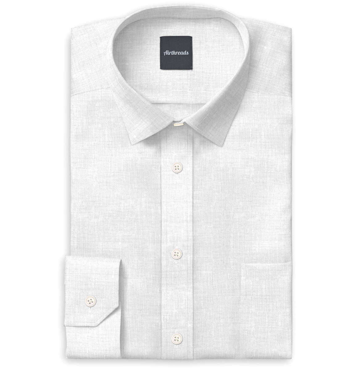 Airthreads Men's Shirt, Linen, Long Sleeve, White, Tailored Fit